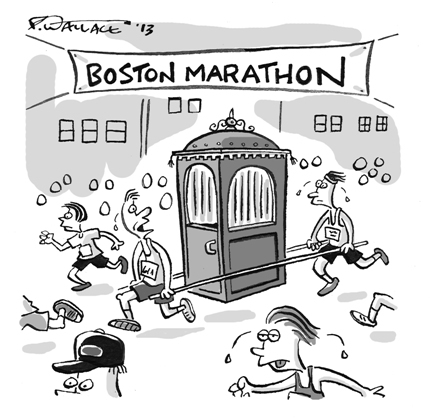 The Boston Globe published this cartoon for its weekly caption-contest ...