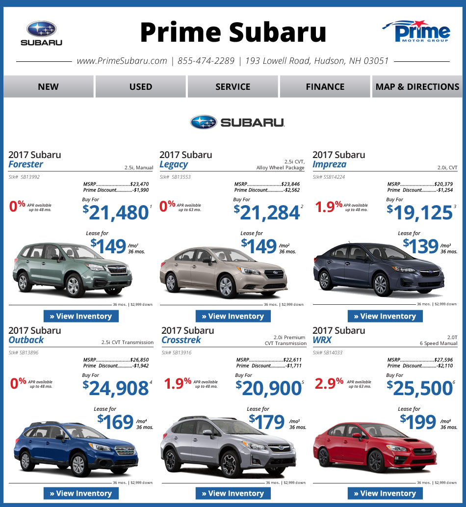 Prime Subaru of Nashua, NH - Shop Online Deals Now!