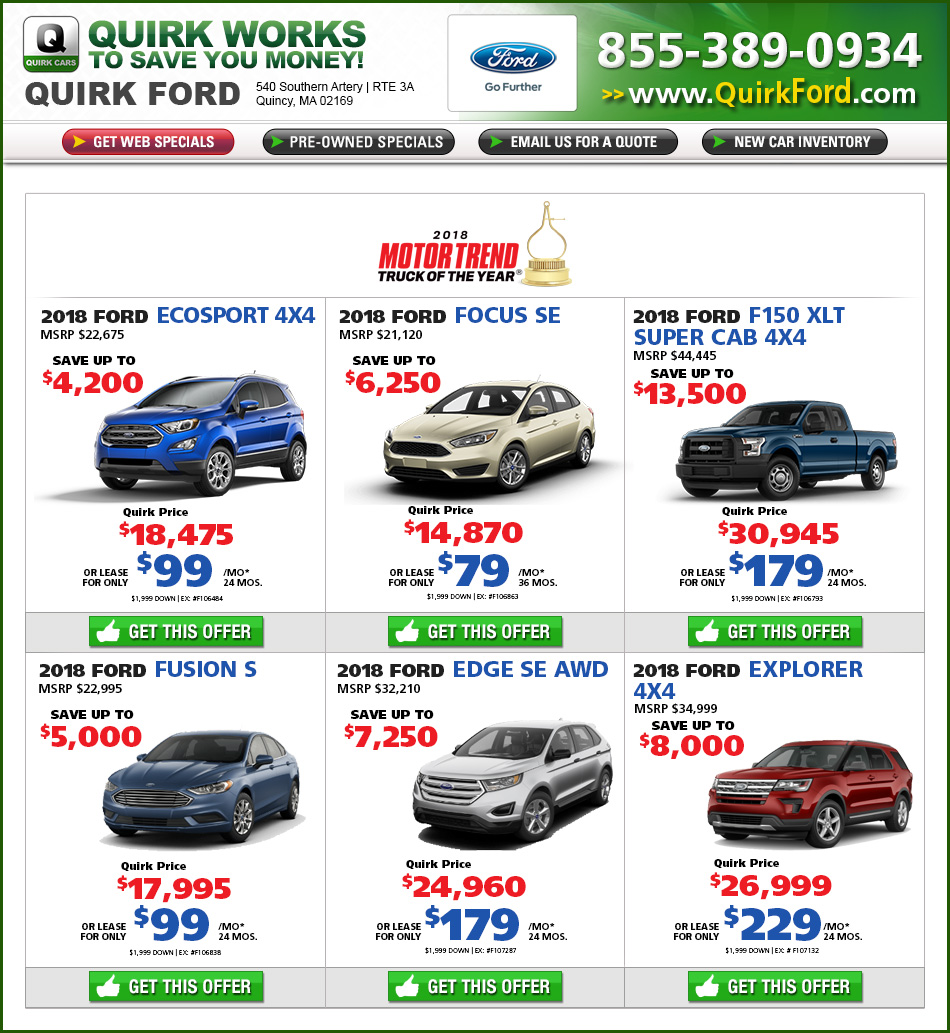 Shop Quirk Ford Specials Online at Boston.com
