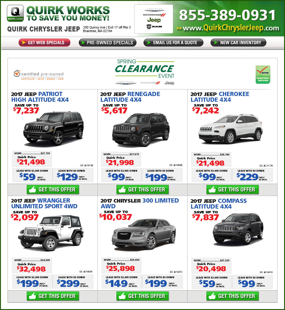 Shop Quirk Jeep Specials Online at Boston.com